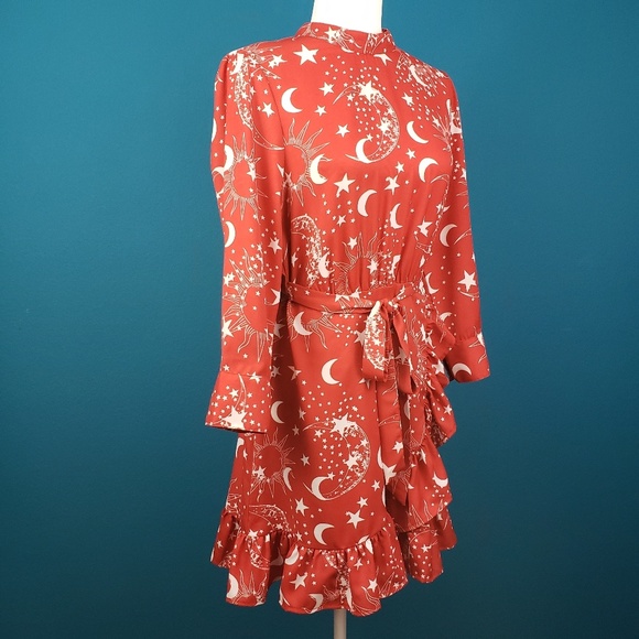 ASOS | Dresses | Asos Stars And Moon Wrap Front Mini Dress Nwt | Poshmark